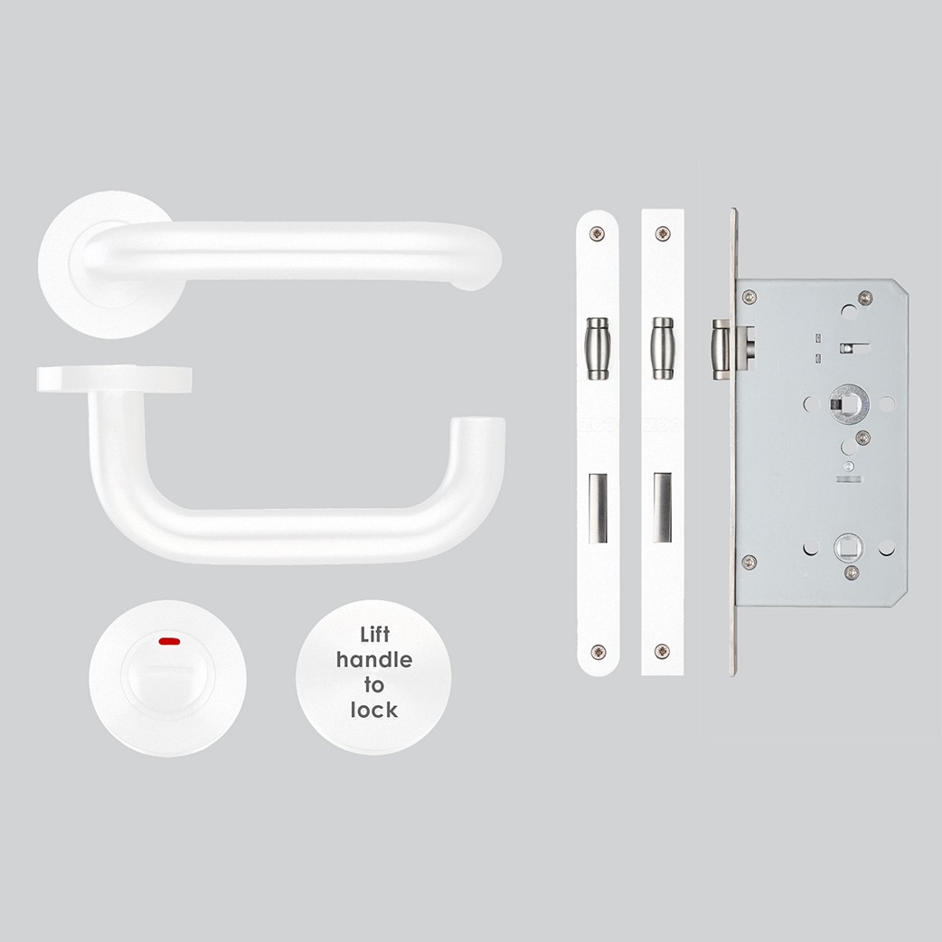 Lift to Lock Bathroom Set (DDA) – Antimicrobial Eco-Friendly Matt White ...
