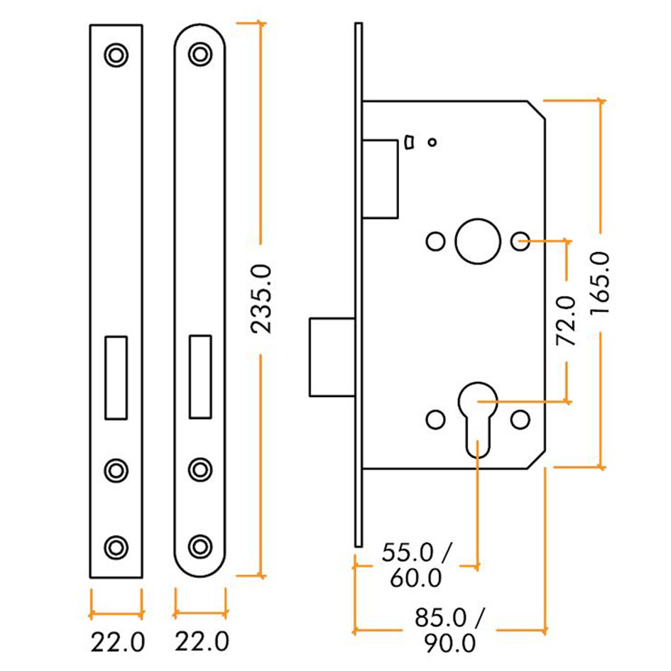 Heavy Duty Architectural DIN Euro Deadlock Case (DDA) – Satin Stainless ...