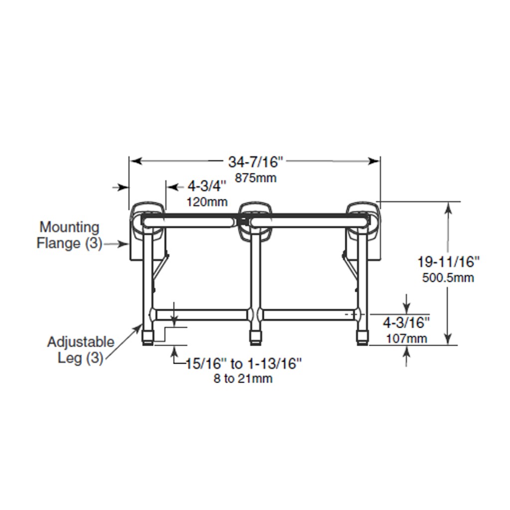 Bobrick B-918116 Bariatric Folding Shower Seat with Legs
