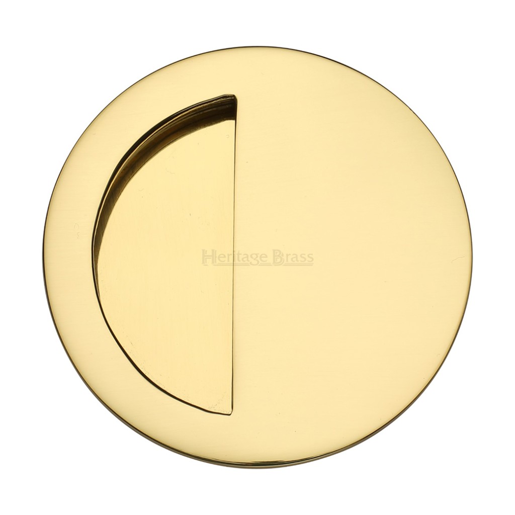 M Marcus Heritage Brass Round Half Moon Flush Pull 89mm