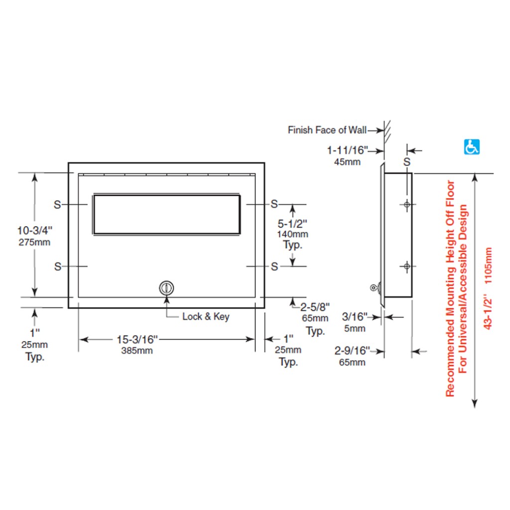 Bobrick B-301 ClassicSeries® Recessed Seat-Cover Dispenser | Poole ...