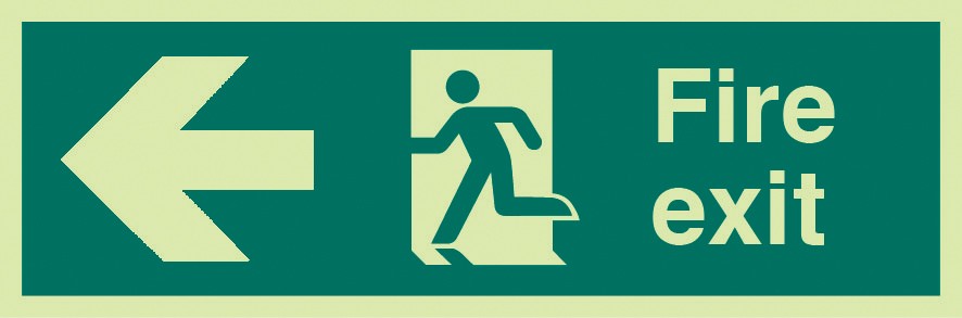 Photoluminescent Glow In The Dark Fire Exit Sign Running Man With