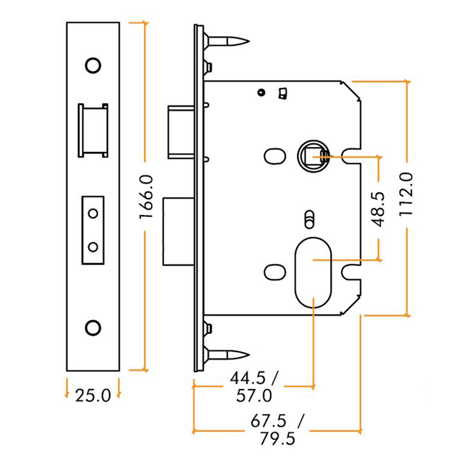 Heavy Duty Oval Sash Lock Case – Antimicrobial Satin Stainless Steel ...