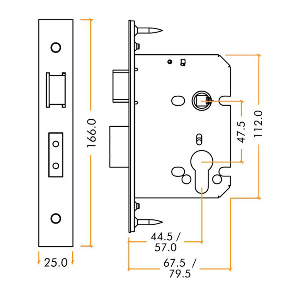 Heavy Duty Euro Sash Lock Case – Satin Stainless Steel | Poole Waite ...