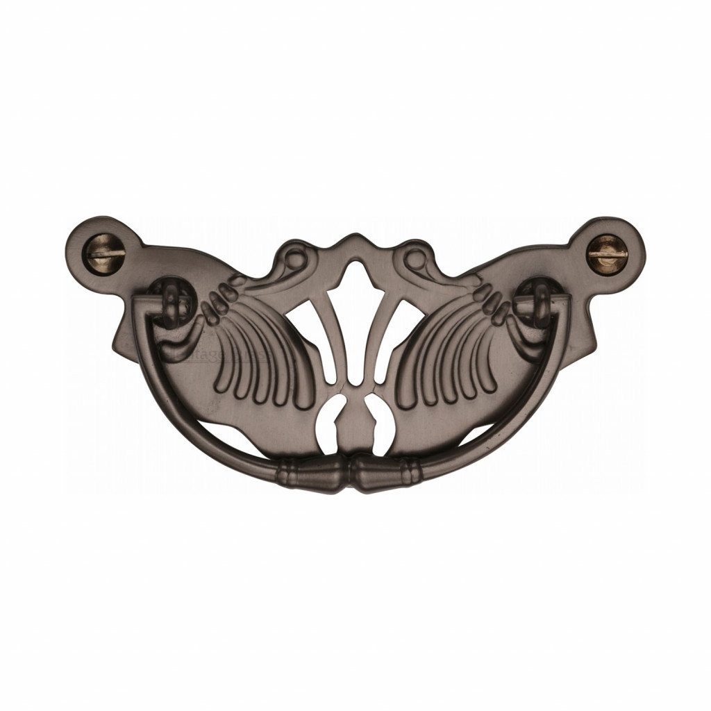 Heritage Brass Ornate Drop Down Cabinet Handle on Plate - 90 x 40mm ...