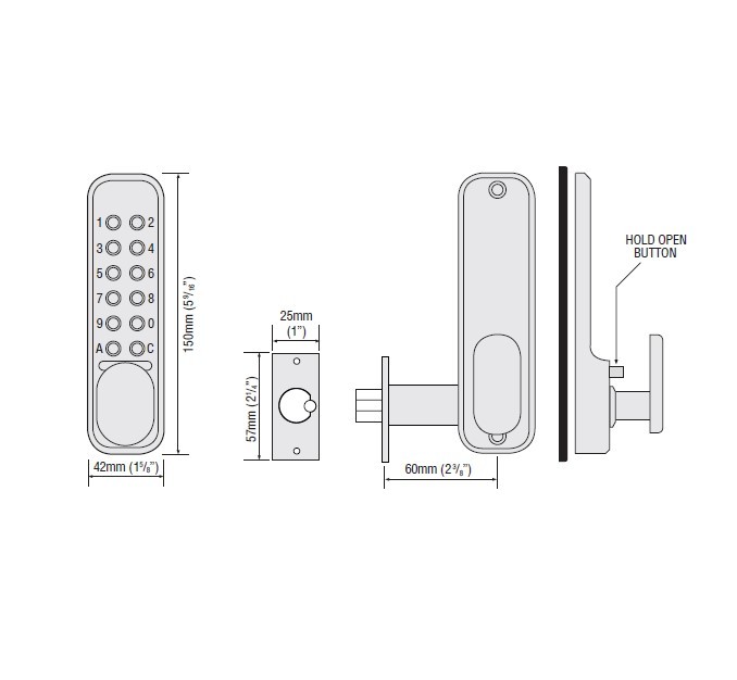 Codelocks CL160 Fire Rated Light Duty Mechanical Digital Door Lock ...