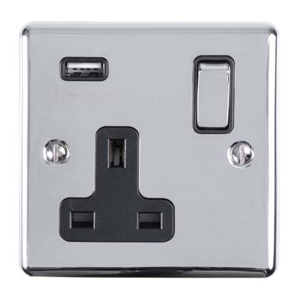 Carlisle Brass Eurolite Enhance Decorative 13 Amp Single USB-A Switched ...