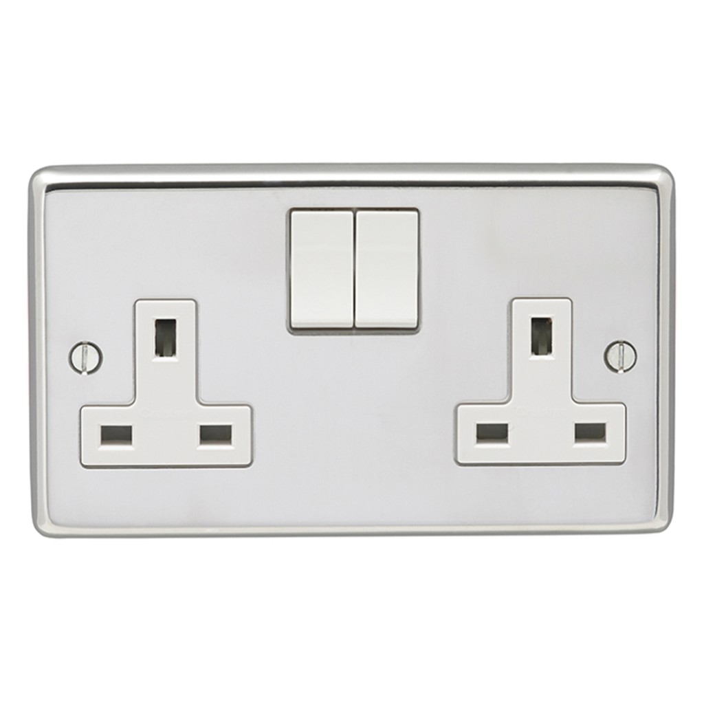 Carlisle Brass Eurolite Stainless Steel Range Round Edge 2 Gang 13 Amp ...