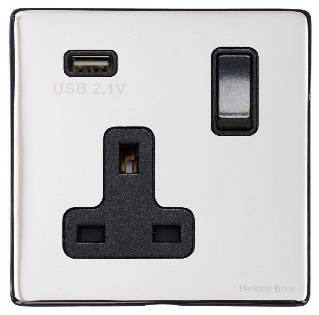 Heritage Brass Vintage Range Single USB-A Socket | Poole Waite & Co. Ltd.
