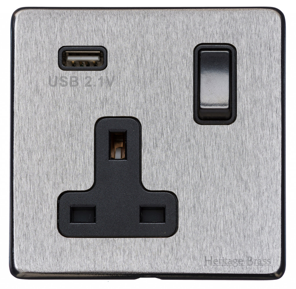 Heritage Brass Vintage Range Single USB-A Socket | Poole Waite & Co. Ltd.