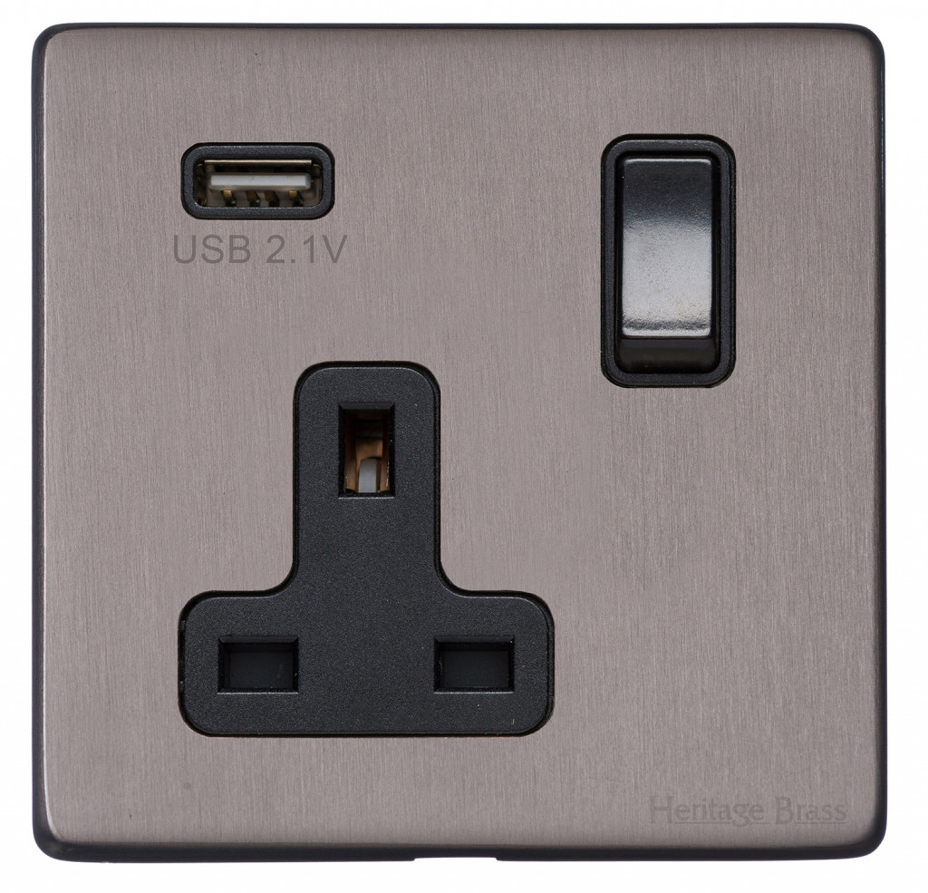 Heritage Brass Vintage Range Single USB-A Socket | Poole Waite & Co. Ltd.