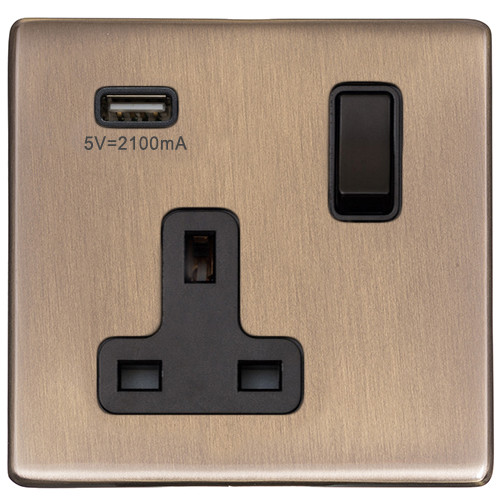 Heritage Brass Vintage Range Single USB-A Socket | Poole Waite & Co. Ltd.