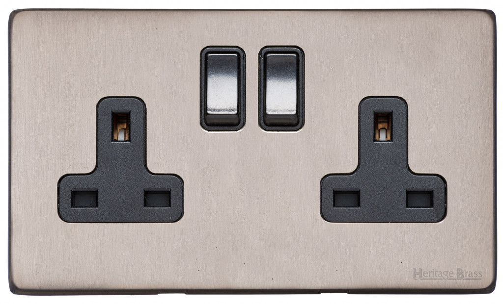 M Marcus Heritage Brass Vintage Range Double Switched Socket