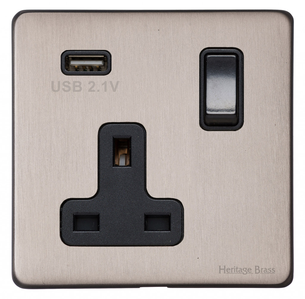 Heritage Brass Vintage Range Single USB-A Socket | Poole Waite & Co. Ltd.
