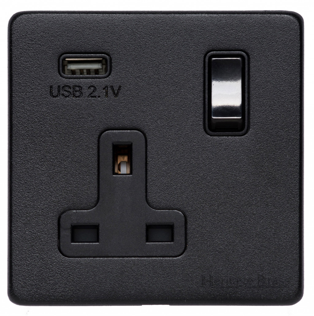 Heritage Brass Vintage Range Single USB-A Socket | Poole Waite & Co. Ltd.