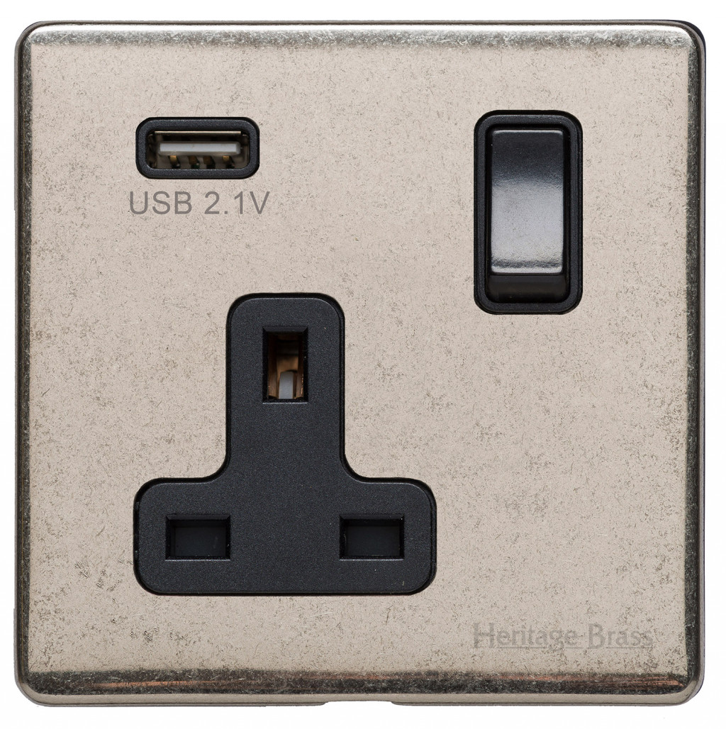 Heritage Brass Vintage Range Single USB-A Socket | Poole Waite & Co. Ltd.