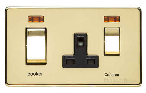 M Marcus Heritage Brass Studio Range 45A Cooker Unit Switch/13A Socket ...