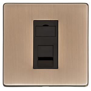 Heritage Brass Studio Range 1 Gang RJ45 Socket with Black Trim | Poole ...